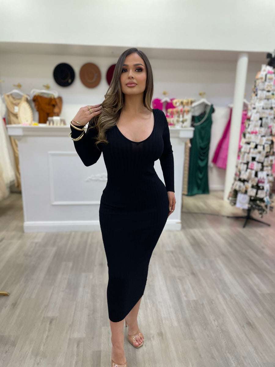 VIV KNIT MIDI- BLACK – Mrs. Blush